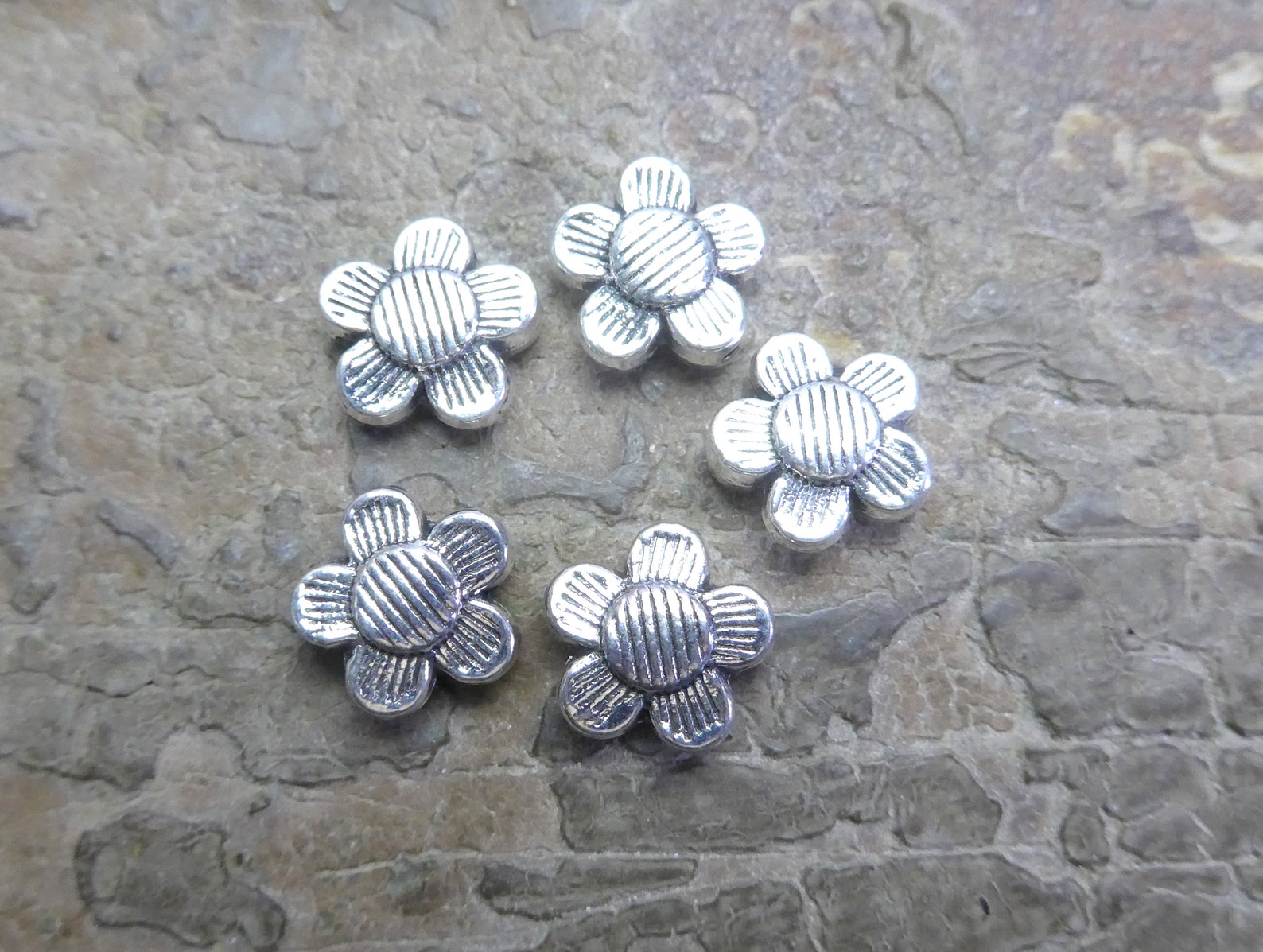 Antique silver flower beads Nepalese style alloy beads | Etsy