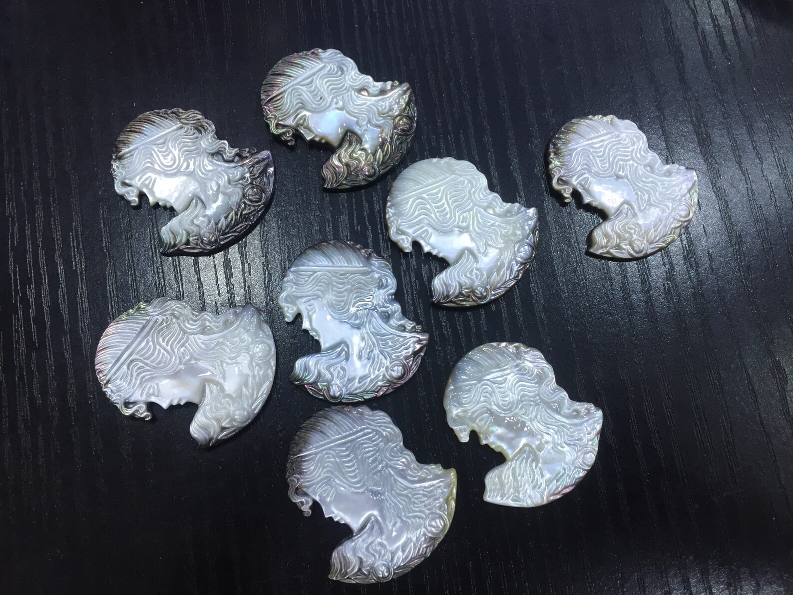 Natural black seashell lady cameos engraved ladies figure | Etsy