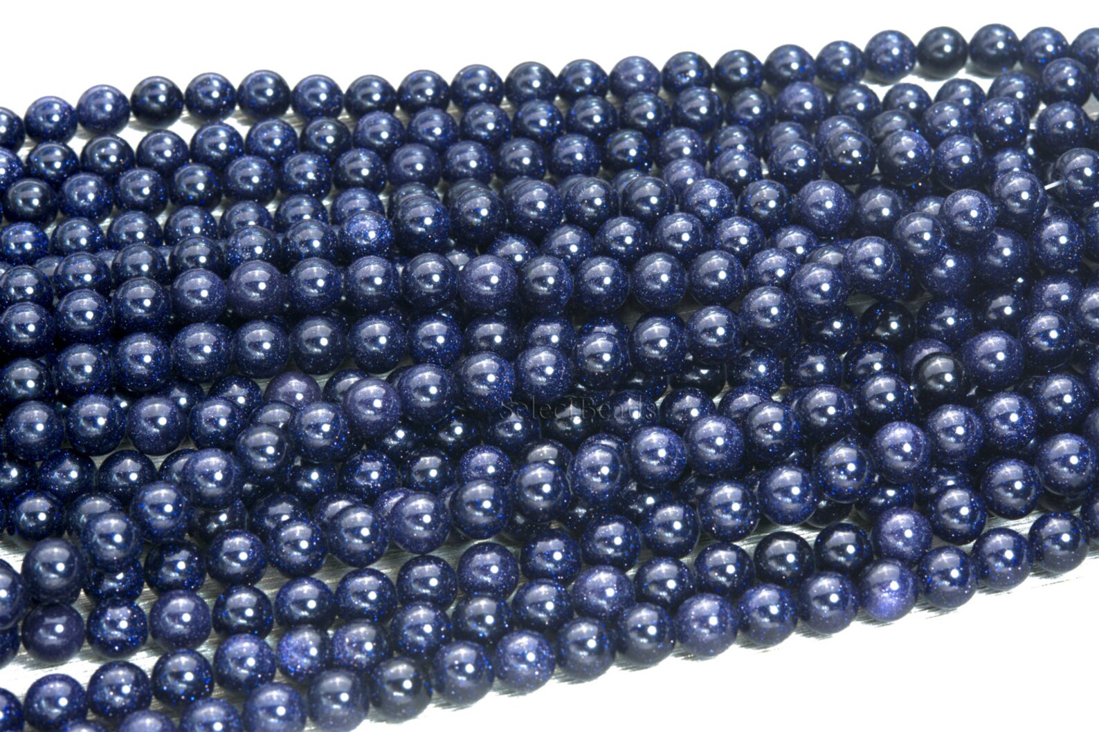 Blue Sandstone Beads - Blue Gold Stone Gemstone Beads - Midnight Blue ...