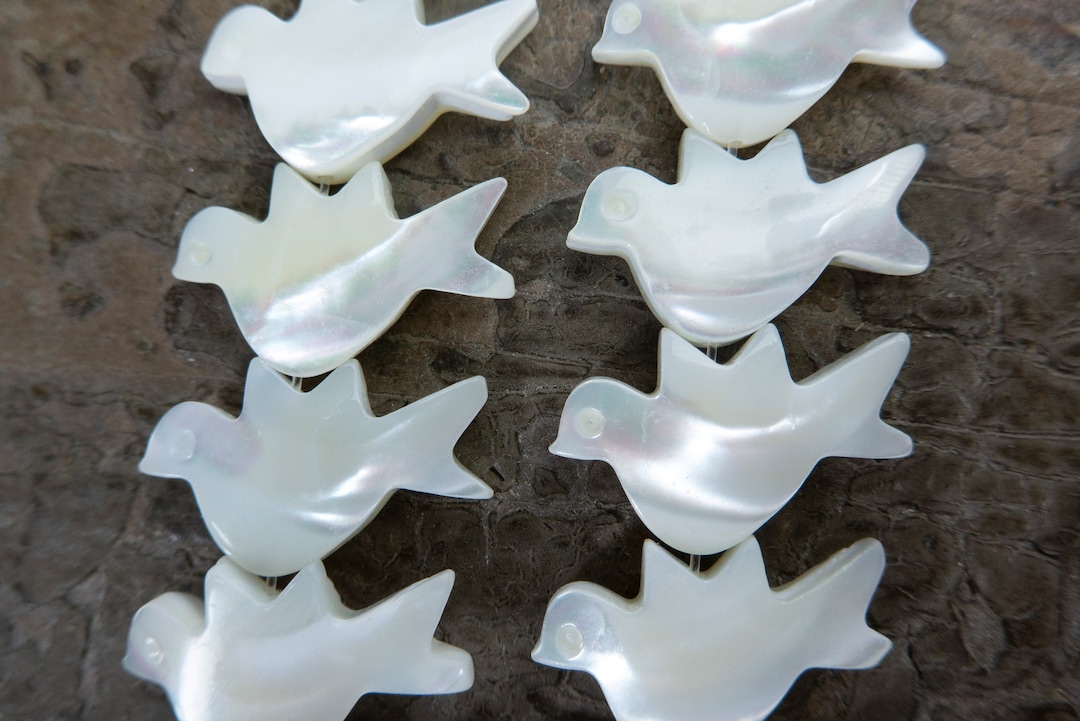 Shell Birdie Beads - White MOP Bird Beads - Natural Shell Animal Beads ...