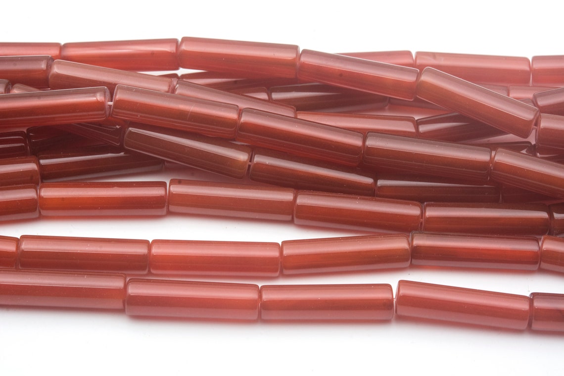 Long Red Carnelian Tube Beads Long Tube Beads 8x30mm - Etsy