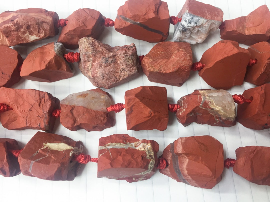 Red Jasper Gemstone Raw Nuggets Beads - Brick-red Gemstone Rough Chunky ...