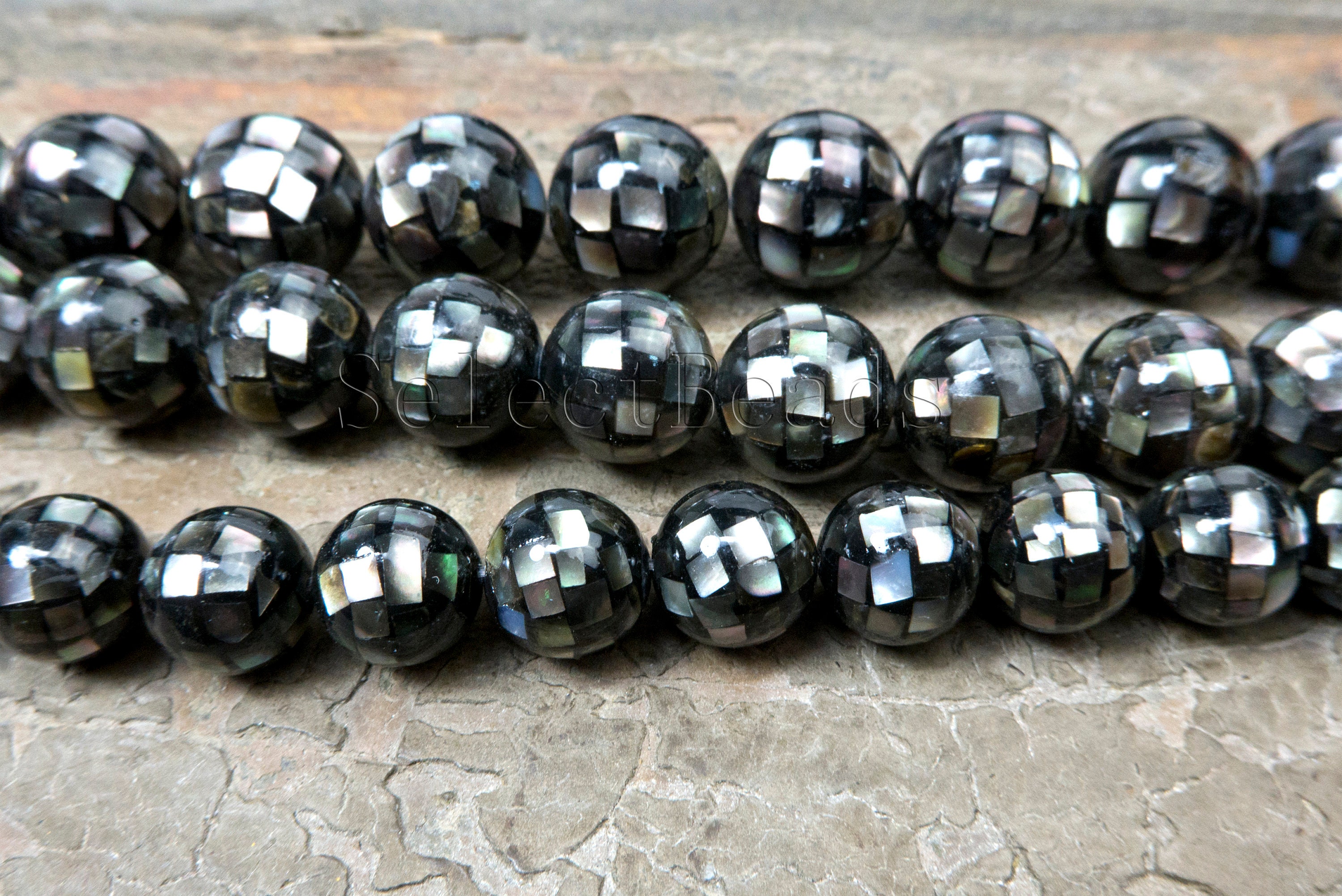 Black Lip Shell Ball Beads - Black Shell Round Beads - Black Mother of ...