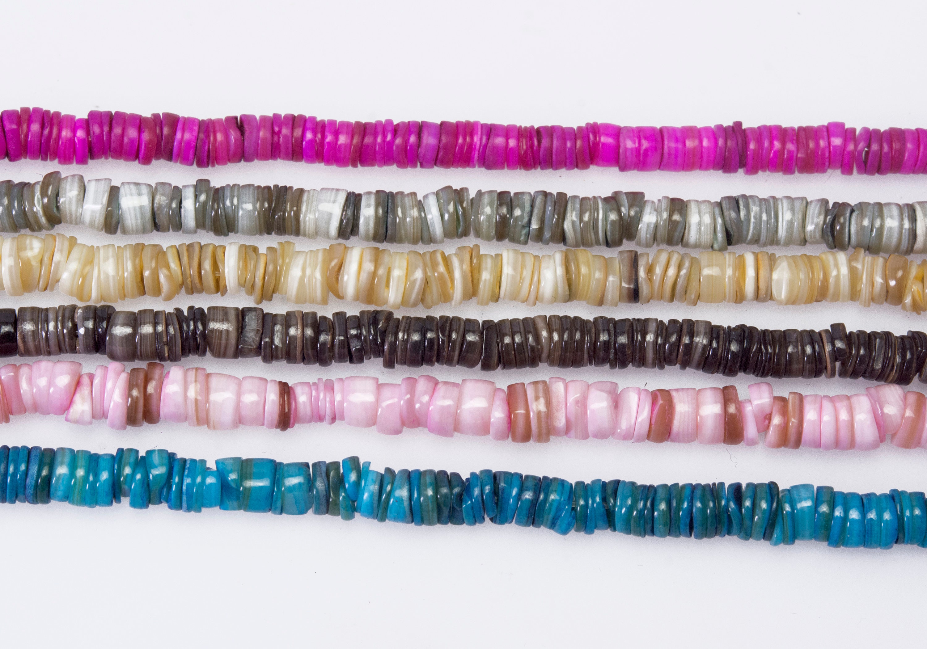 Heishi Shell Beads Dyed MOP Spacers Thin Beach Style Beads | Etsy