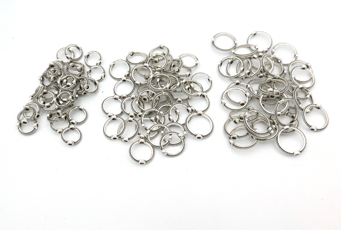 Antique Silver Ring for Round Beads - Round Beads Insert Rings for ...