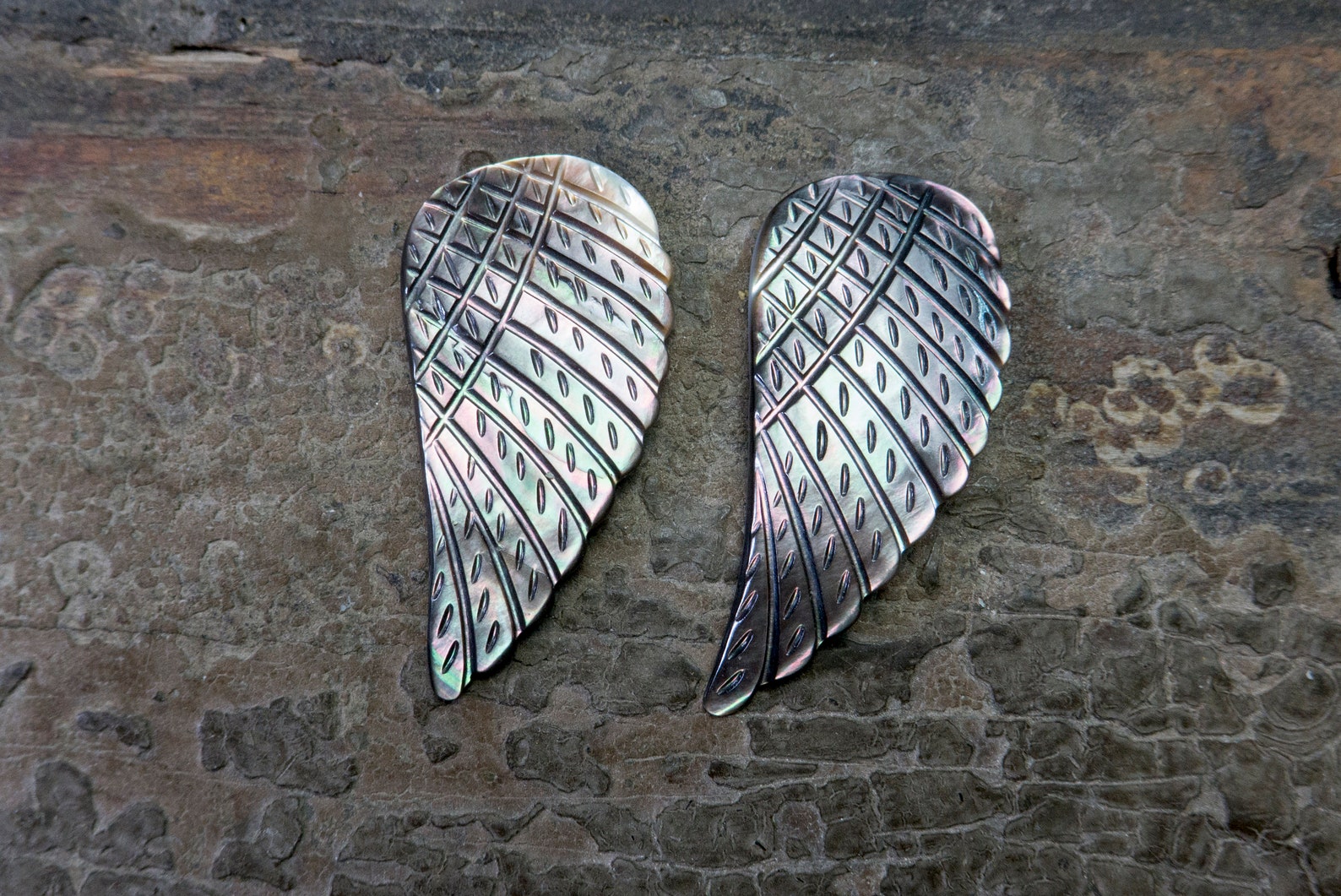 Natural Sea Shell Wing Pendant Mexico Abalone Shell Angel - Etsy