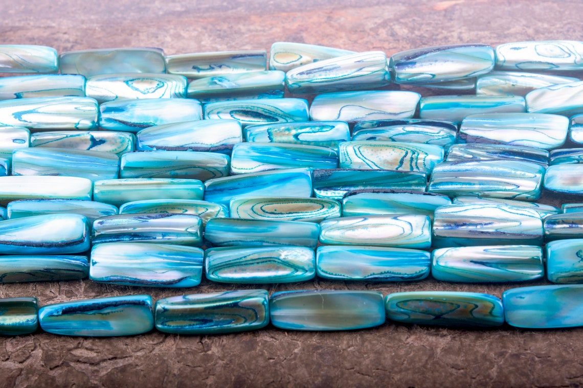 Aqua Blue Color River Shell Triangle Beads Dyed MOP Beads | Etsy