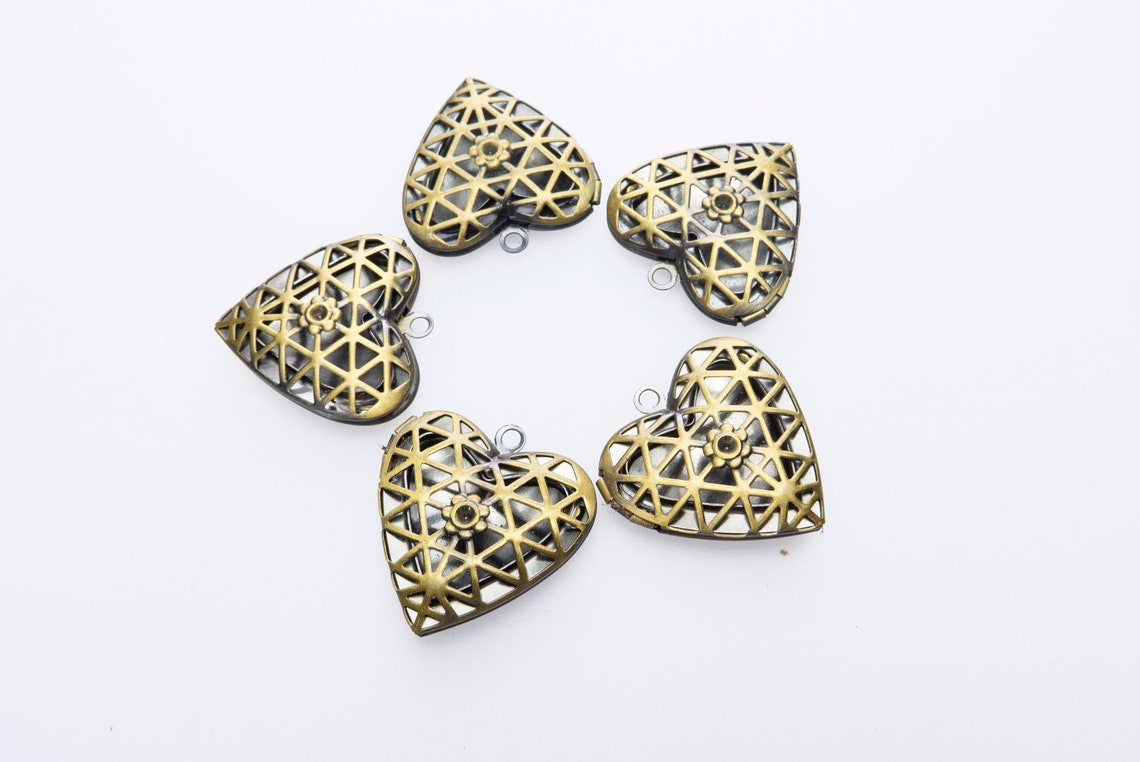 Filigree Heart Shape Lockets Heart Shape Locket Charms | Etsy