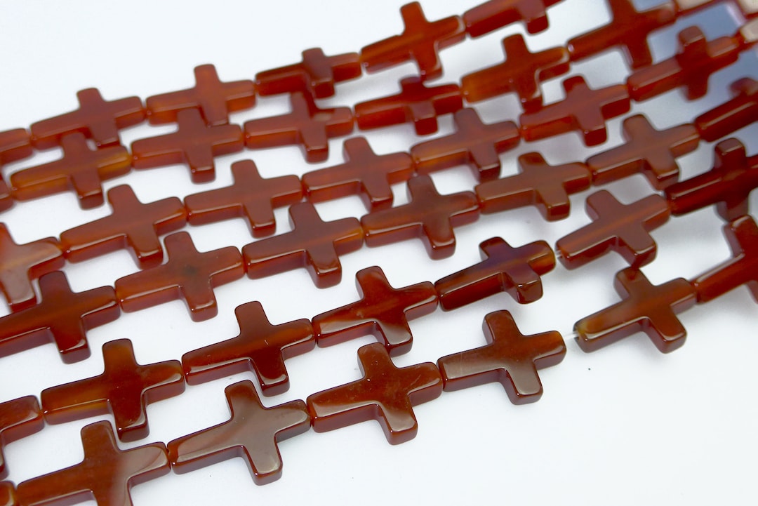Red Carnelian Cross Beads - Red Gemstone Prayer Jewelry Beads - Red ...