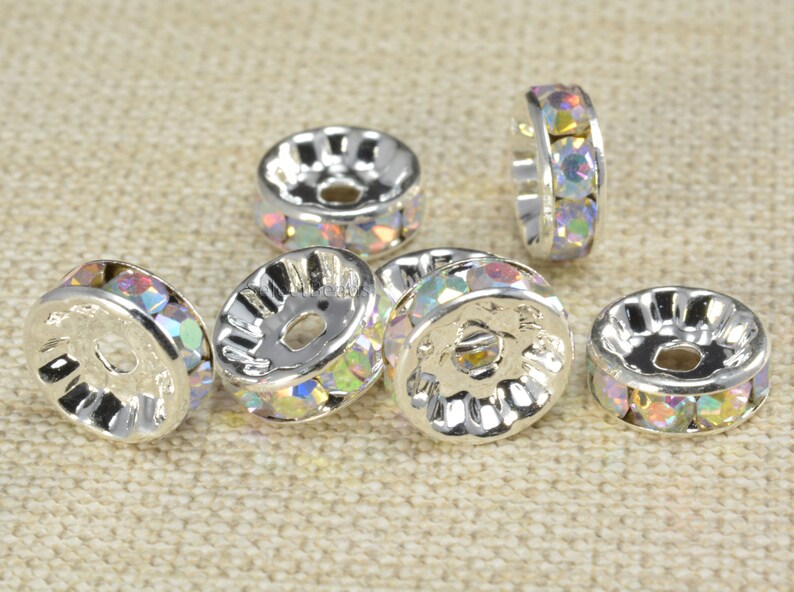 Coated White Crystal Metal Seperators Silver Tone Brass - Etsy