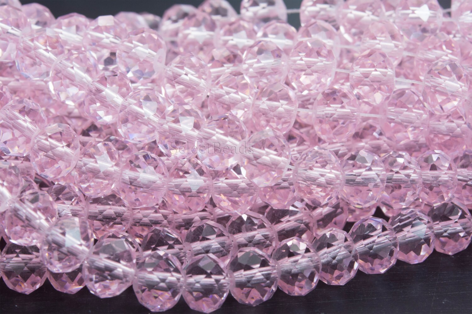 Pink glass quartz beads pink faceted rondelle crystals | Etsy