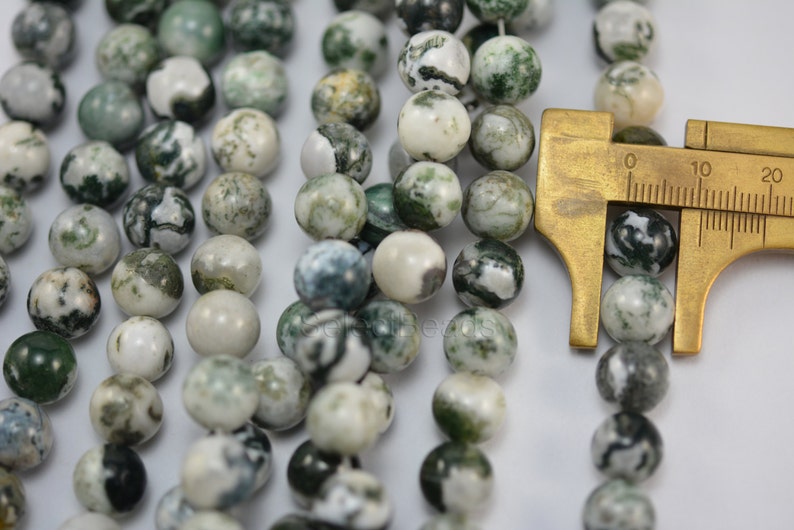 Tree Agate Beads - White and Green Tree Agate Round Beads ...