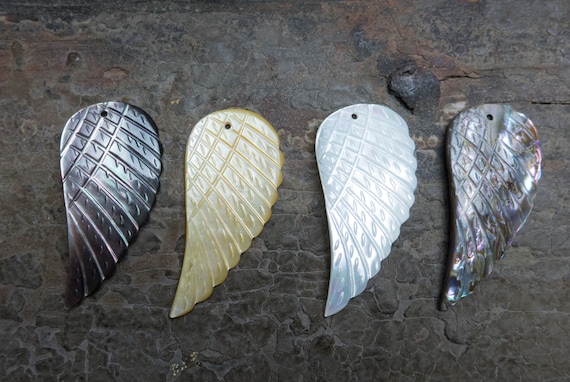 Natural Sea Shell Wing Pendant Mexico Abalone Shell Angel | Etsy