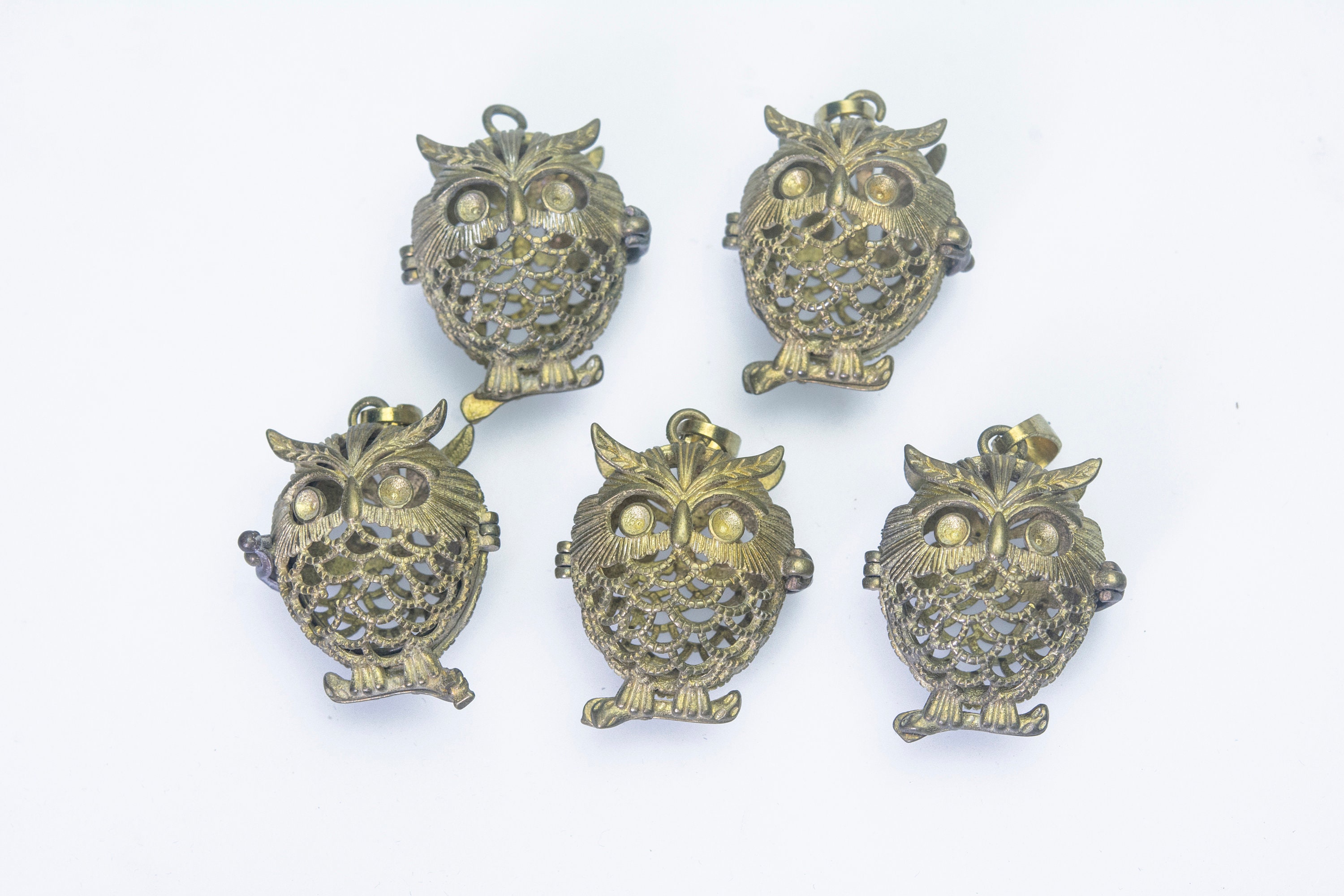 Owl Metal Brass Memory Locket Cute Animal Locket Pendant | Etsy