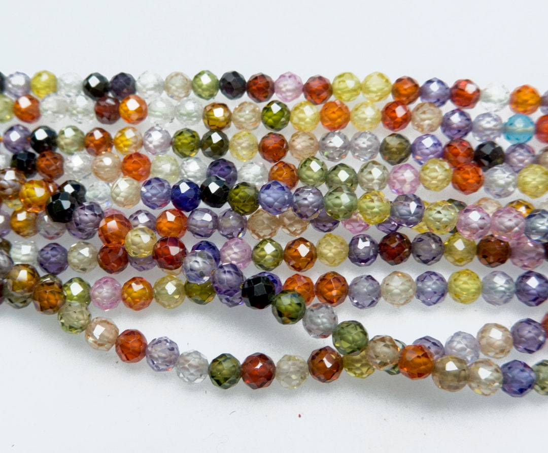 Small CZ Beads - Cubic Zirconia Beads - Faceted CZ Beads - 2mm 3mm CZ ...