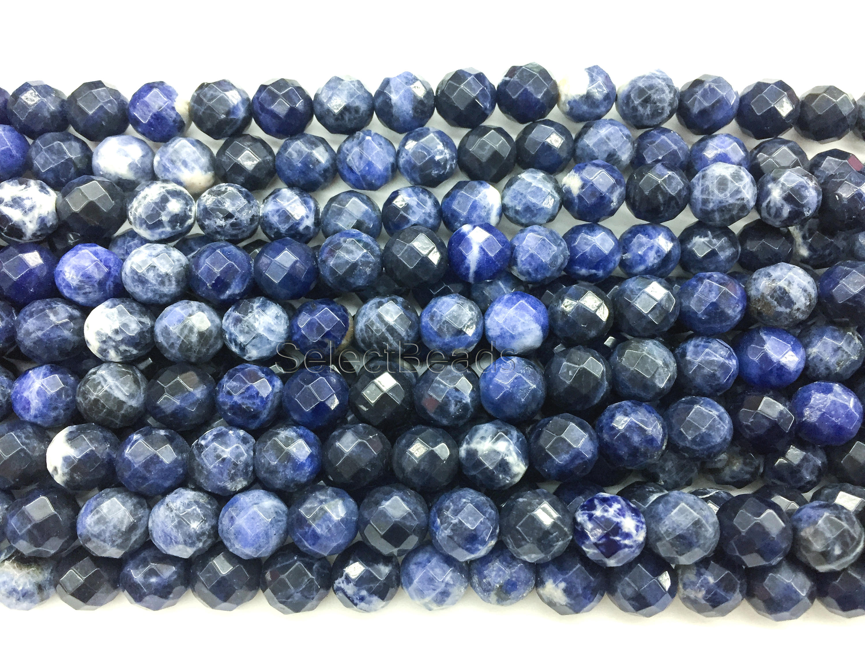 Sodalite faceted round beads blue sodalite gemstone beads | Etsy