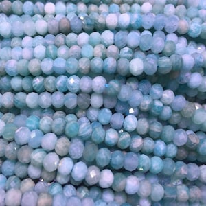 Pale Blue Peruvian Amazonite Faceted Rondelle Beads - Natural Amazonite ...