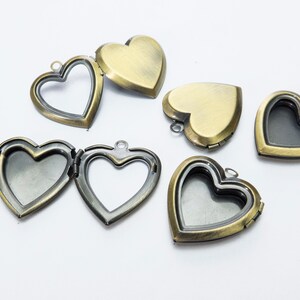 Heart Frame Lockets Heart Shape Locket Charms Brushed Antique Bronze ...