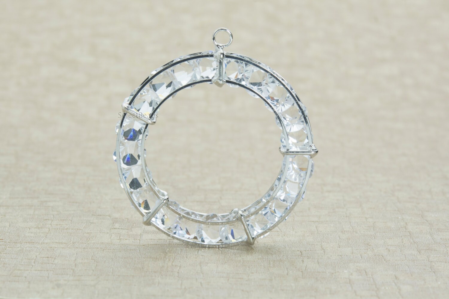 Clear Rhinestones Circle Pendants Clear Crystal Round Circle - Etsy