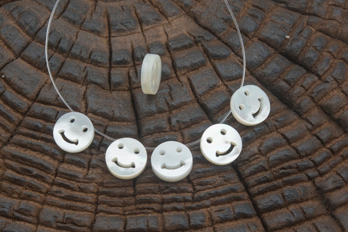 White MOP Smilling Face Charms White Sea Shell Happy Face - Etsy