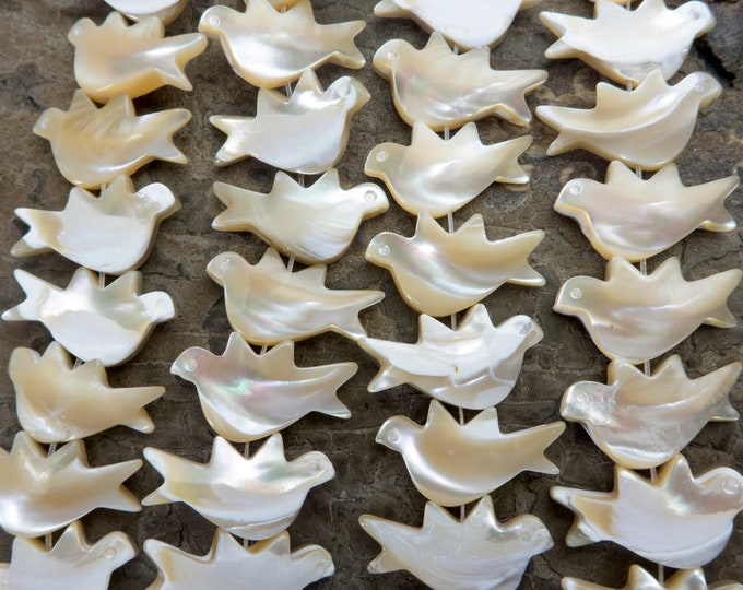 Shell Bird Beads Mother of Pearl Animal Beads Kahki - Etsy