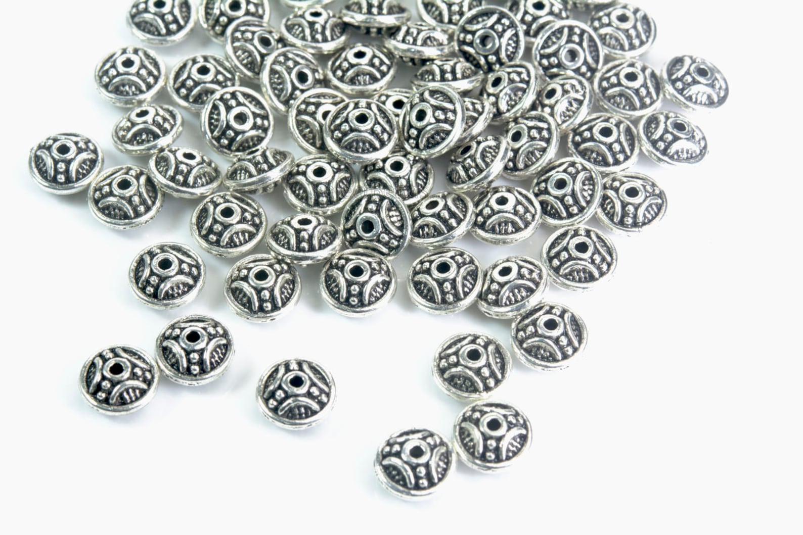 Antique Silver Spacer Separators Bali Style Alloy Disc Beads | Etsy