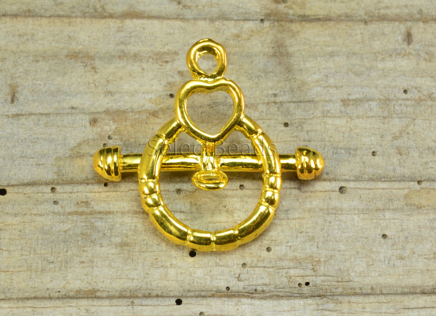 Gold Tone Round Toggle Clasp - Brass Base Jewelry Clasp - Necklace ...