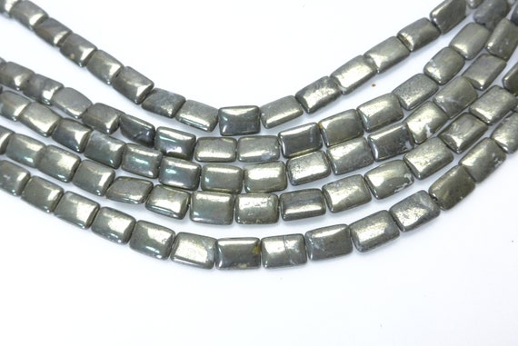 Natural Pyrite Rectangle Beads Iron Pyrite Gemstone Beads | Etsy