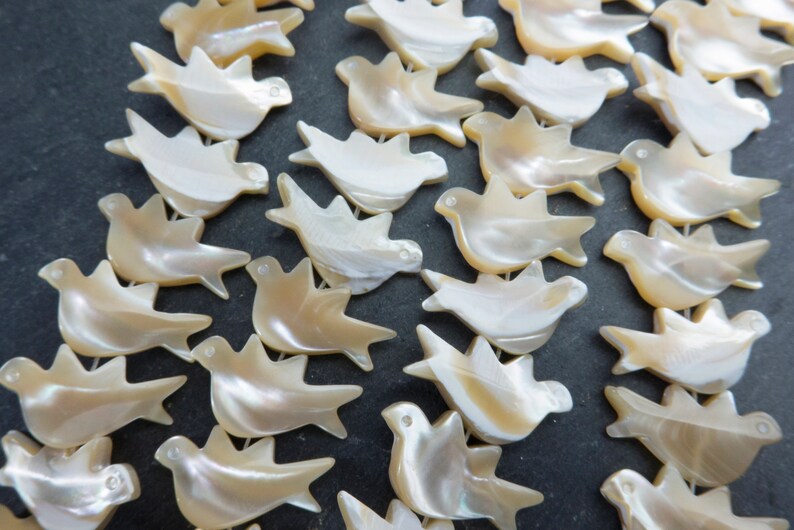 Shell Bird Beads - Mother of Pearl Animal Beads - Kahki Jewelry Beads ...