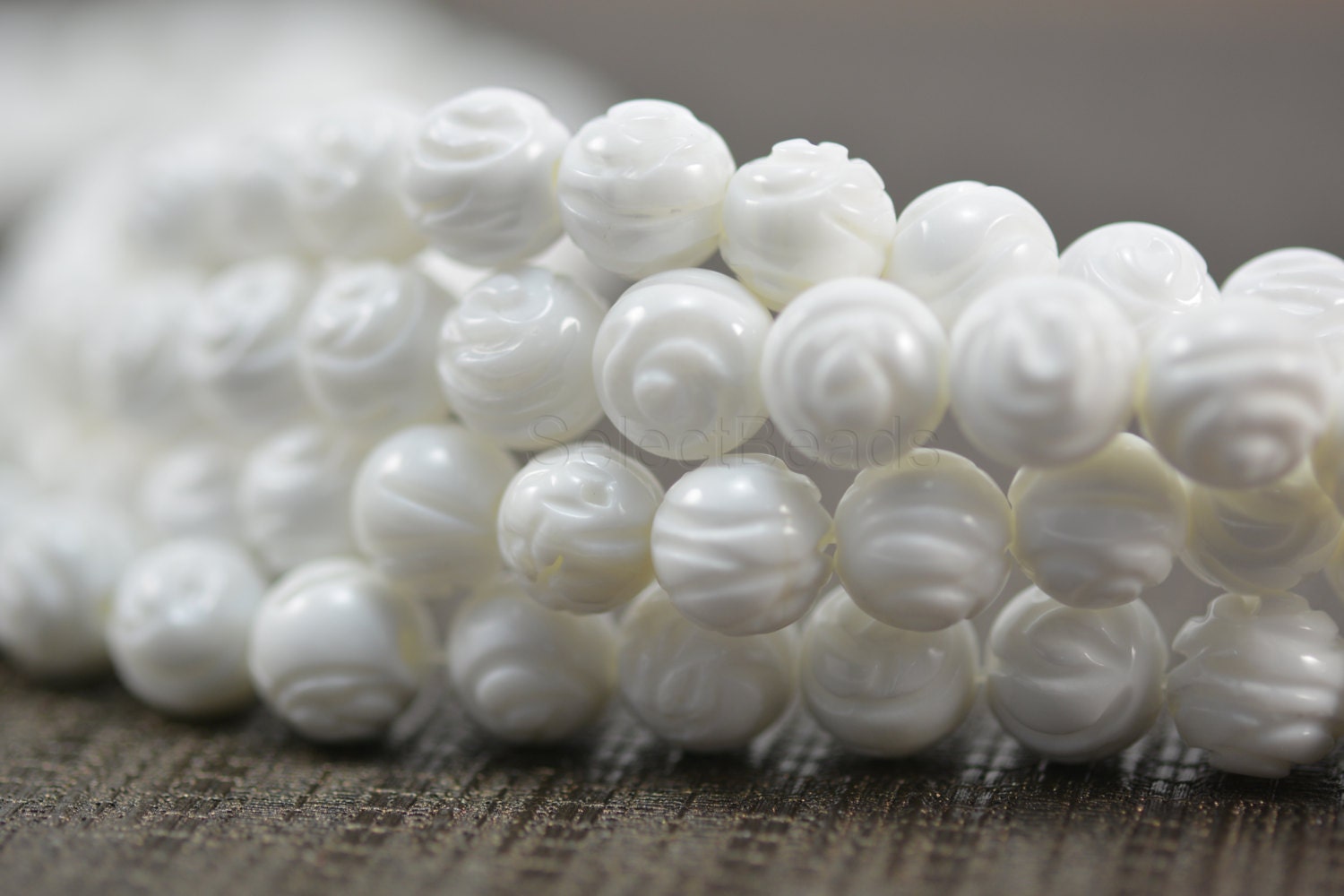 White Tridacna Shell Beads Rose Flower Carved Beads White - Etsy