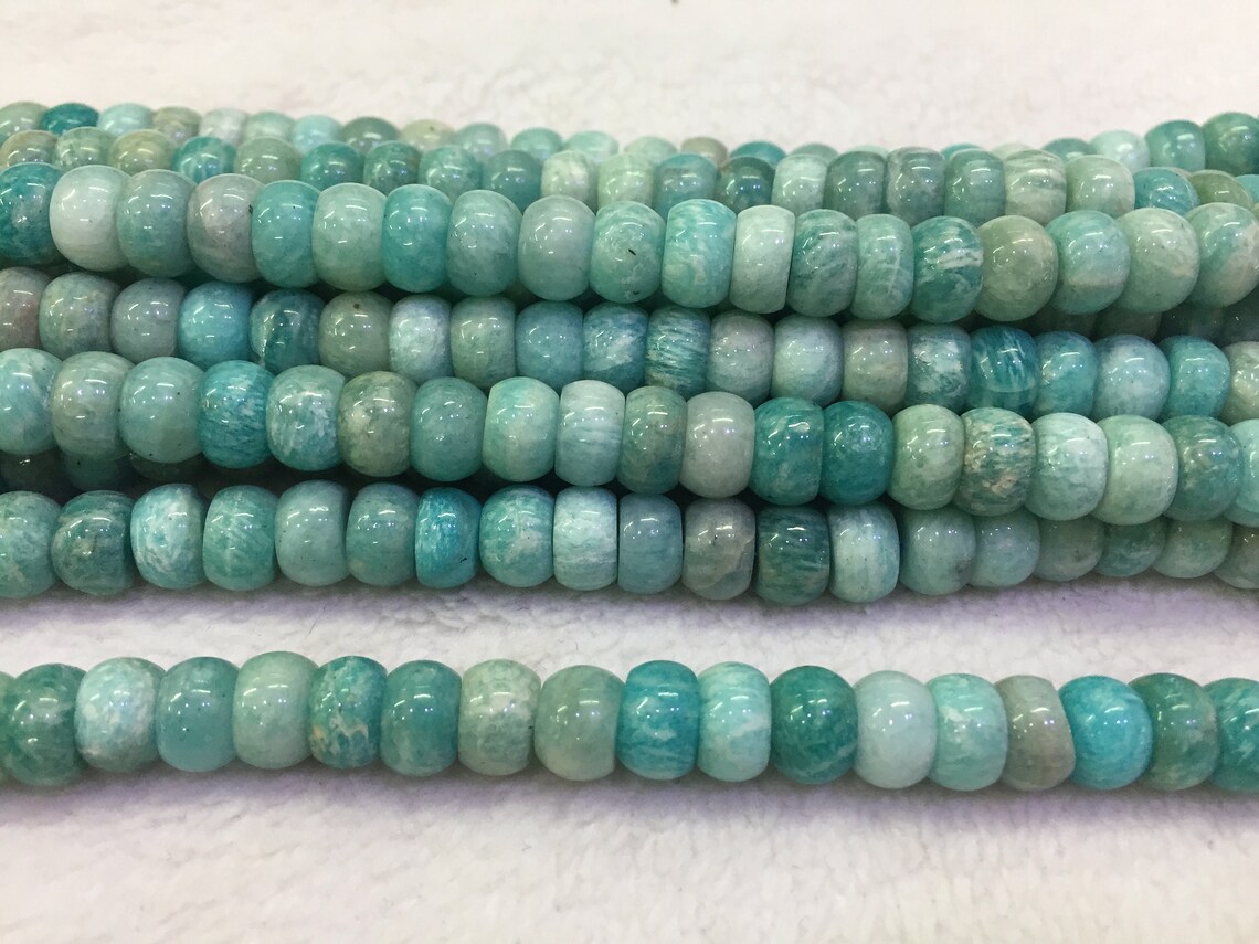 Brazilian Amazonite Beads - Blue Rondelle Beads - Blue Gemstone Abacus ...