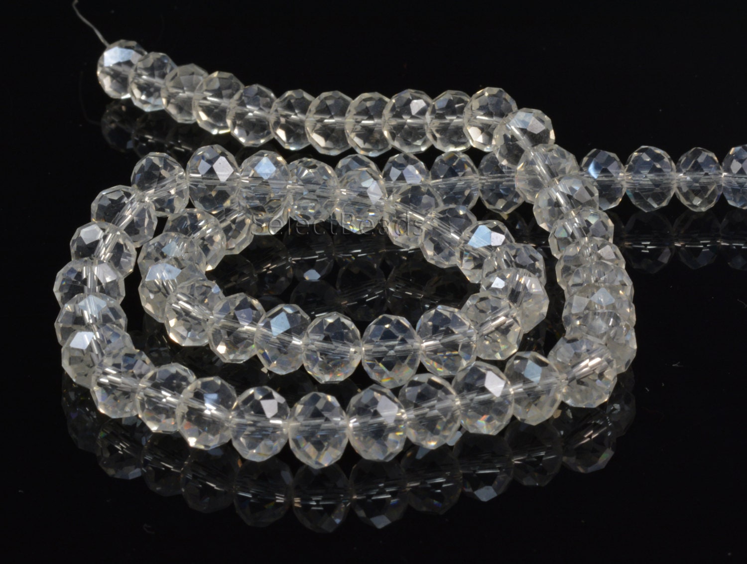 Crystal Glass Quartz, Faceted Rondelle, Clear Bead, Jewelry Bead ...