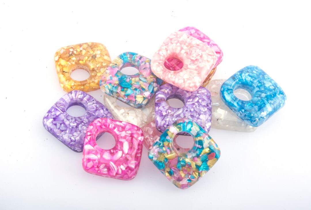 MOP Sea Shell Donut Beads Real Ocean Shell in Resin Diamond Shaped ...
