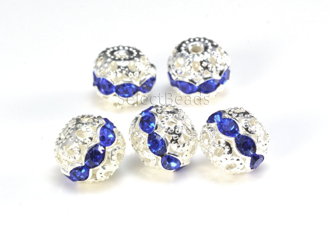 Rhinestone Ball Beads - Blue Rhinestone - Blue Crystal Ball Beads ...