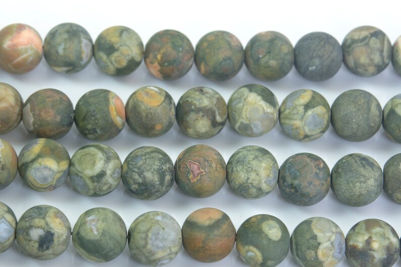 Frosty Green Rhyolite Jasper Beads Natural Matte Round - Etsy