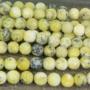 Matte Yellow Turquoise Beads - Yellow Gemstone Jewelry Beads - Black ...