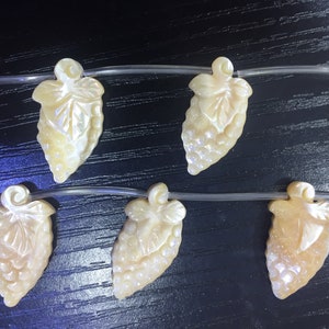 MOP Fruit Beads - Mother of Pearl Grape Charms - Seashell Plant Beads ...