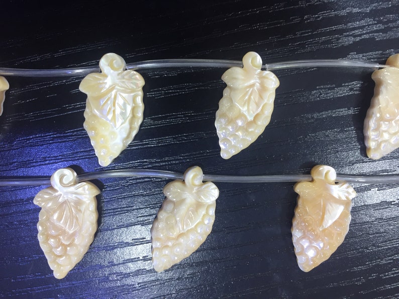 MOP fruit beads mother of pearl grape charms seashell | Etsy