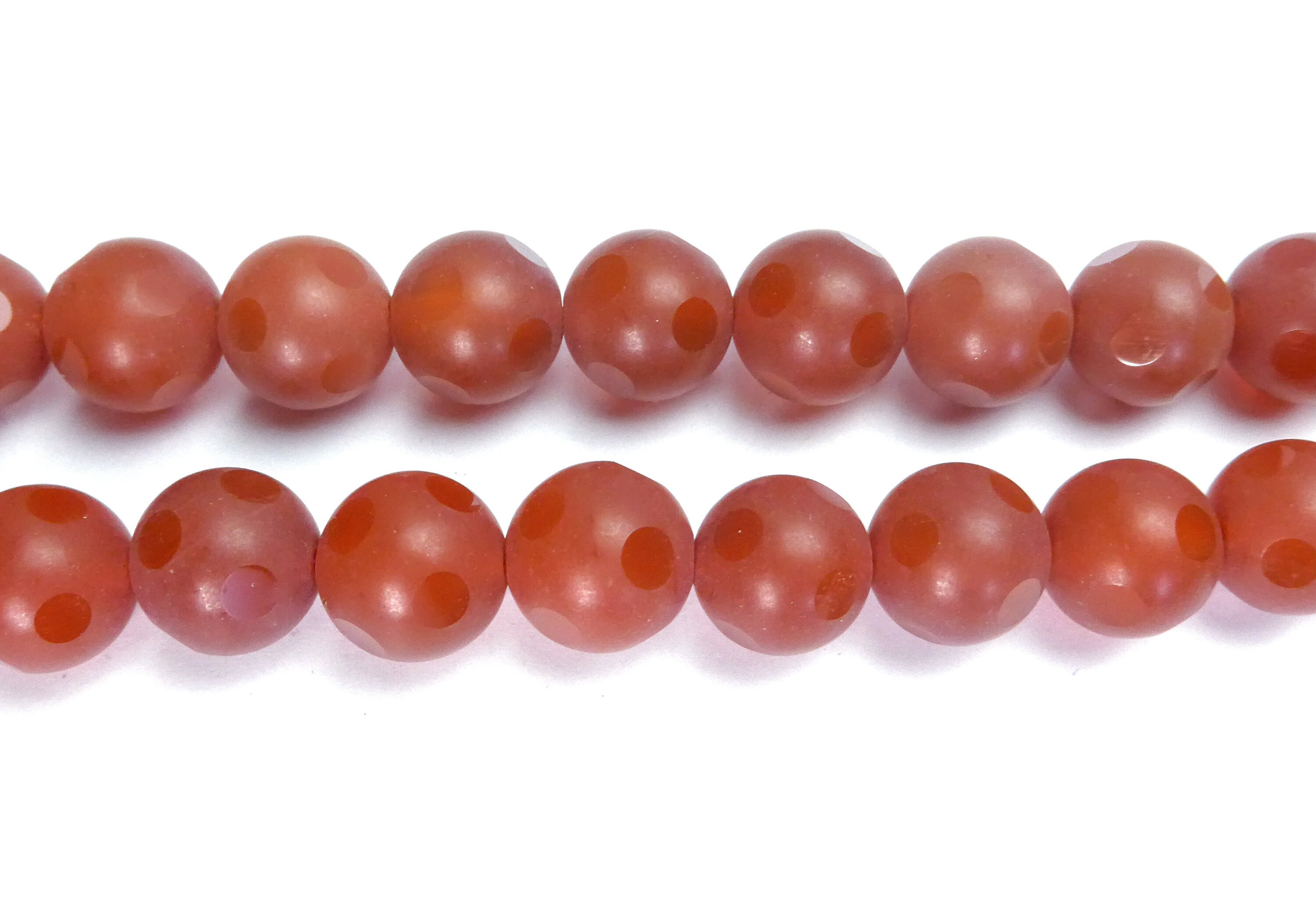 Red carnelian matte beads shiny polished dots beads matte | Etsy