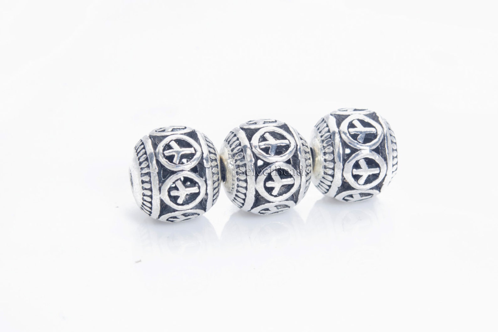 Peace Sign Round Beads - Filigree Jewelry Beads - Antique Silver Alloy ...