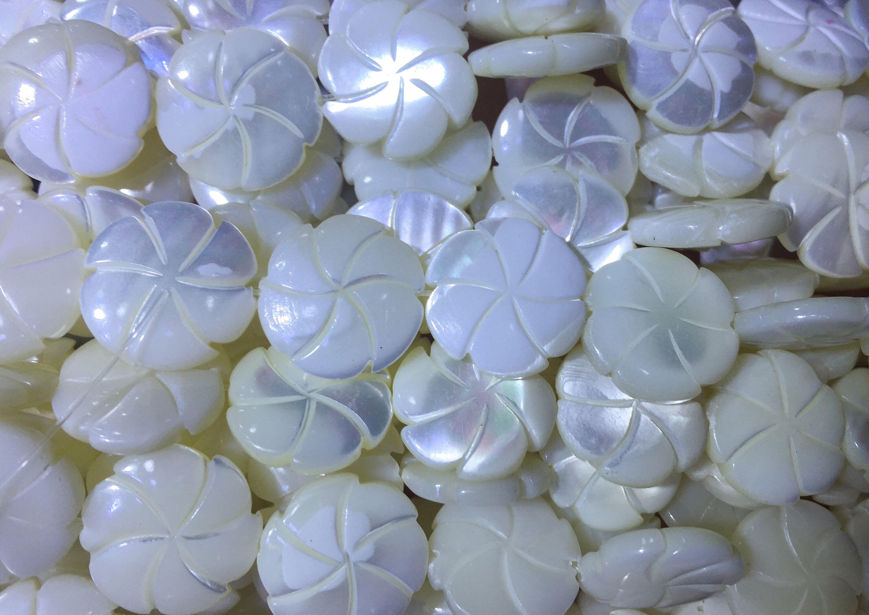 Mother of Pearl Windmill Beads - White Shell Aerovane Beads - Seashell ...