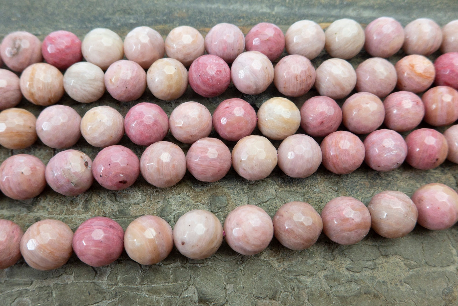 Pink Rhodonite Beads Faceted Round Beads Natural Pink - Etsy