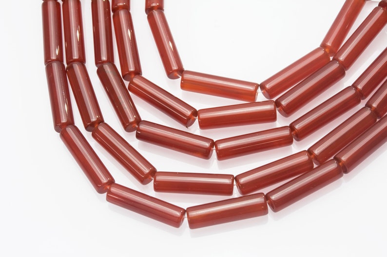 Long Red Carnelian Tube Beads Long Tube Beads 8x30mm | Etsy