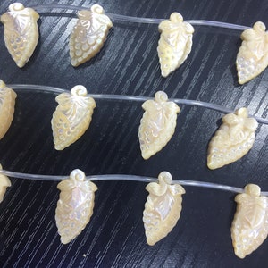 MOP Fruit Beads - Mother of Pearl Grape Charms - Seashell Plant Beads ...