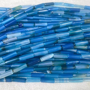 Gemstone Smooth Tube Beads - 4x13mm Natural Stone Tubes - Agate Stone ...
