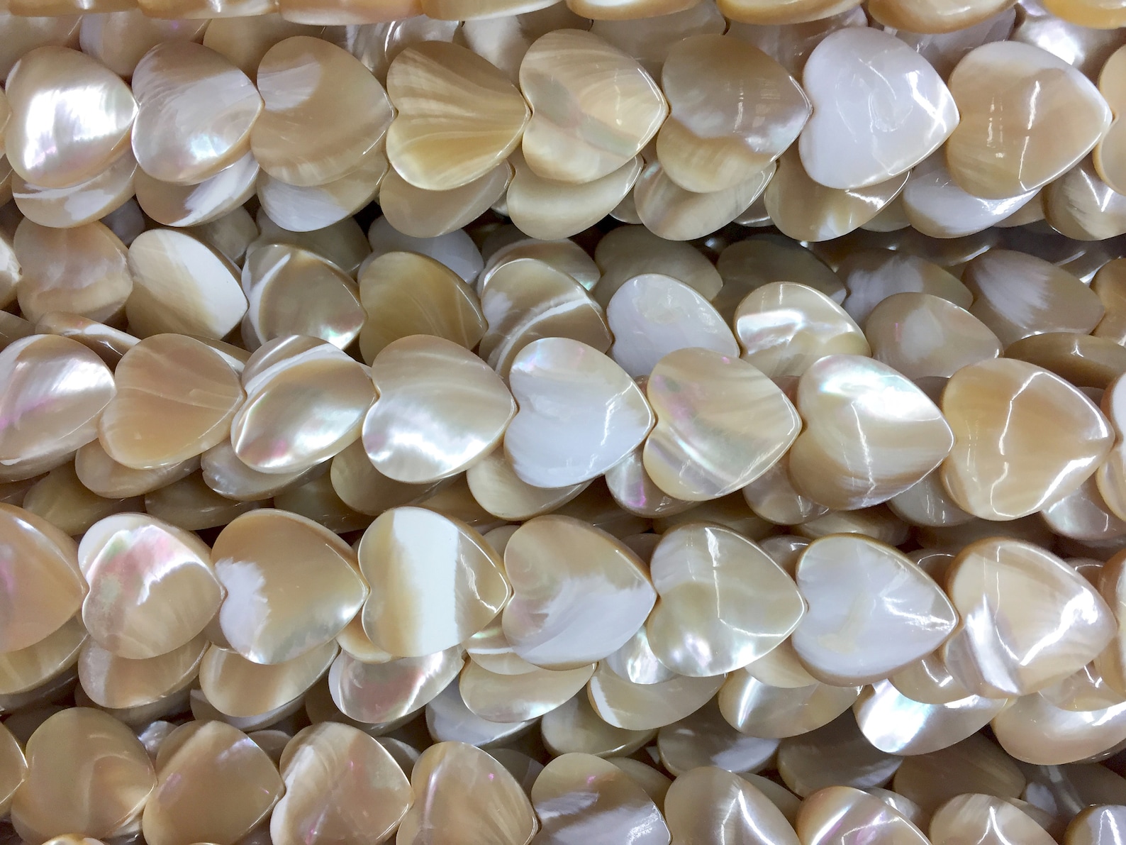 Brown MOP heart beads mother of pearl puffy heart shape | Etsy