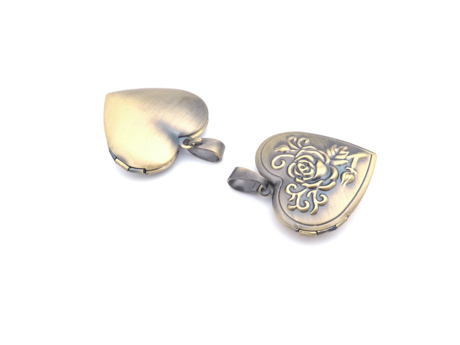 Heart Shape Lockets - Heart Shape Locket Charms - Flower Antique Bronze ...