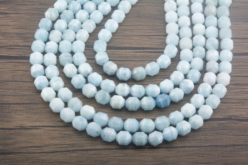 Aquamarine Gemstone Beads -light Blue Stone Beads - Faceted Gemstone ...