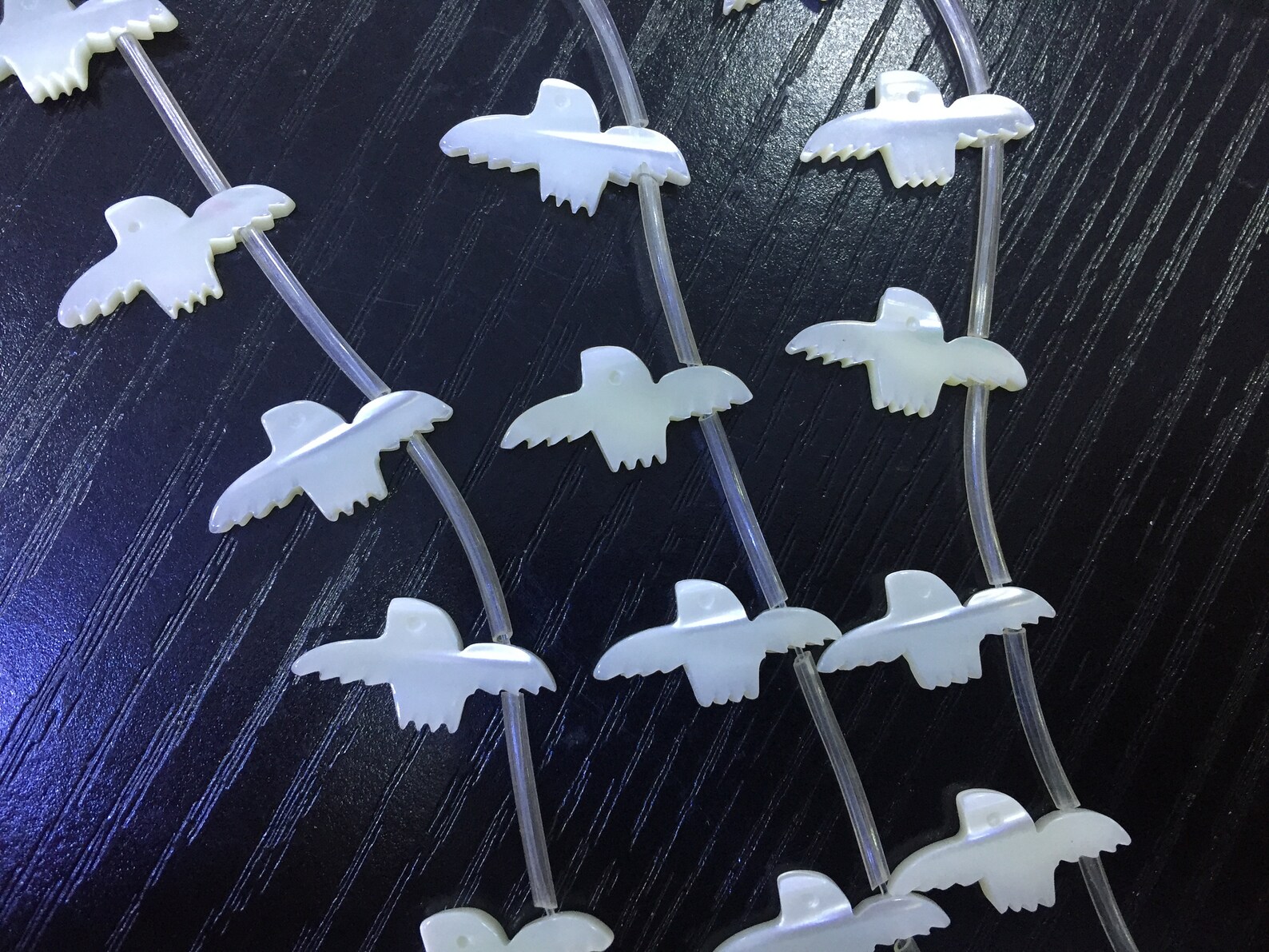 Flying Bird Beads - White Shell Bird Charms - Sky Bird Beading ...