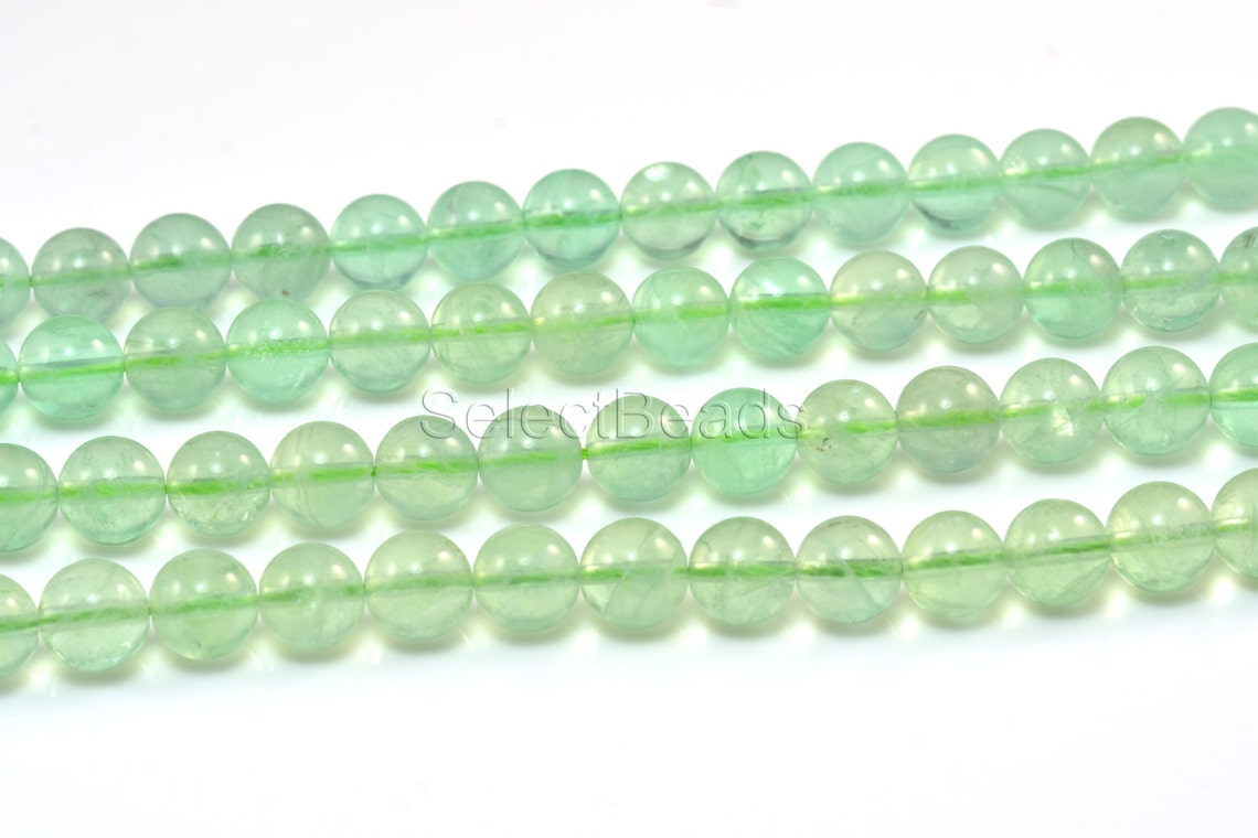 Green Fluorite, Round Bead, 6-12mm, Lime Green Stone Bead, Green Bead ...